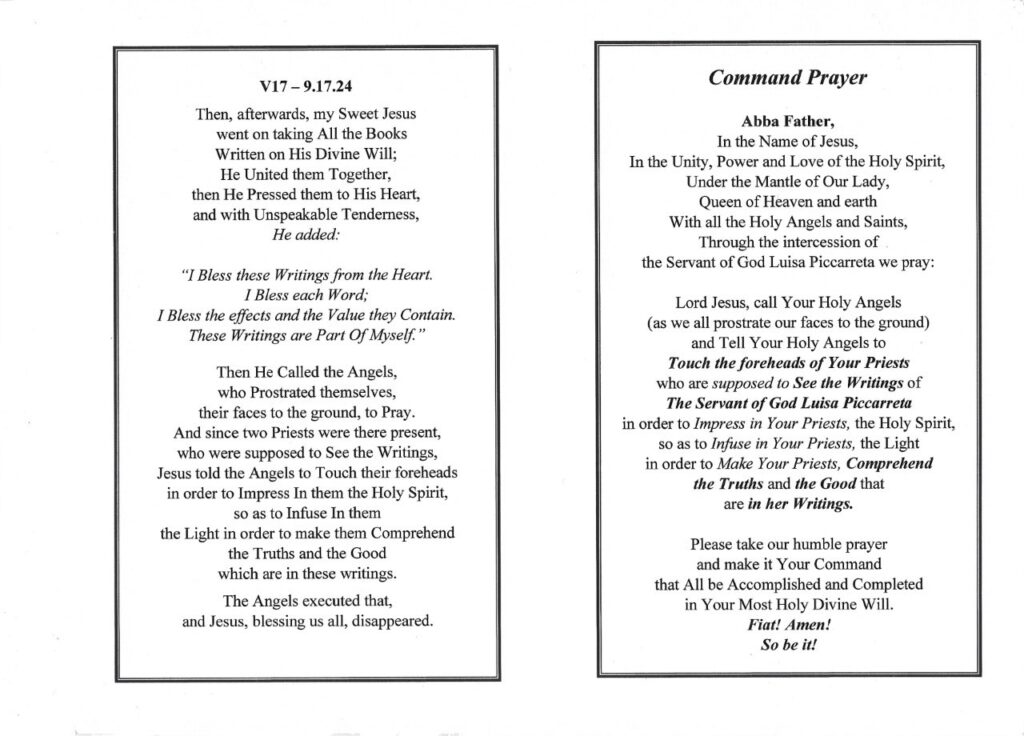 Command Prayer and Prayer for Priests to Know the Divine Will | Luisa ...